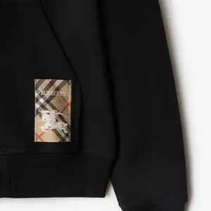 Burberry Check-label Zip-up Drawstring Hoodie
