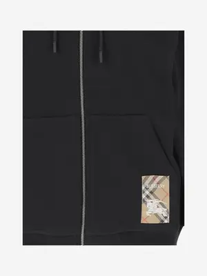 Burberry Check-label Zip-up Drawstring Hoodie