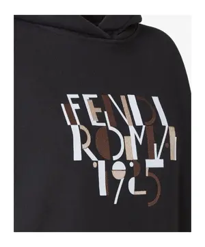 Fendi Roma Logo Printed Cotton Hoodie