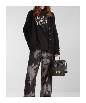 Fendi Roma Logo Printed Cotton Hoodie