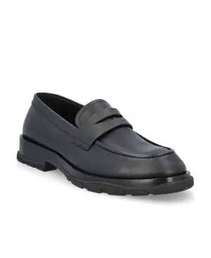 Alexander McQueen Slip-on Loafers With Round Toe And Rubber Flat Bottom - Black