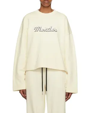 Moncler Logo Printed Crewneck Sweatshirt - White