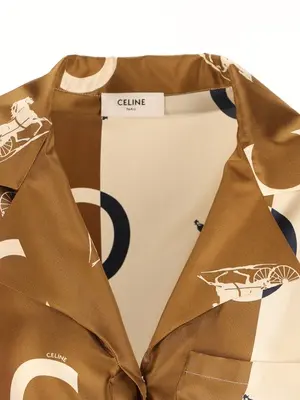 Celine Silk Twill Pyjama Shirt With Graphic Detail