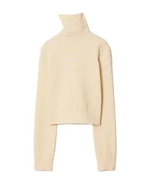 Burberry High-neck Warped Houndstooth Jacquard Jumper