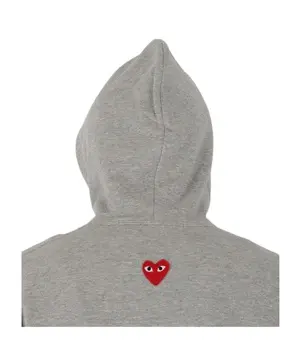 Play Comme Des Garcon Long Sleeve Zip-up Hoodie - Gray