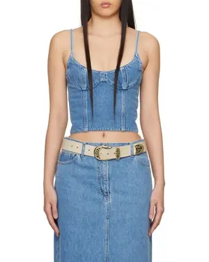 Magda Butrym Cropped Denim Corset Tank Top