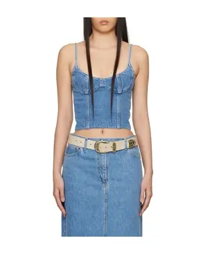 Magda Butrym Cropped Denim Corset Tank Top