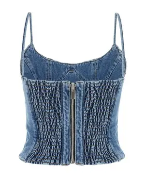Magda Butrym Cropped Denim Corset Tank Top