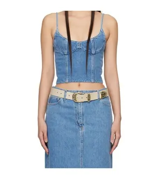 Magda Butrym Cropped Denim Corset Tank Top