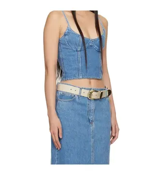 Magda Butrym Cropped Denim Corset Tank Top
