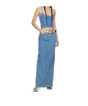 Magda Butrym Cropped Denim Corset Tank Top