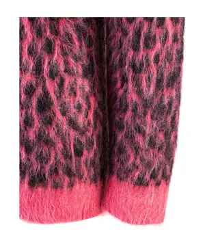 Saint Laurent Leopard Knit Cardigan - Red