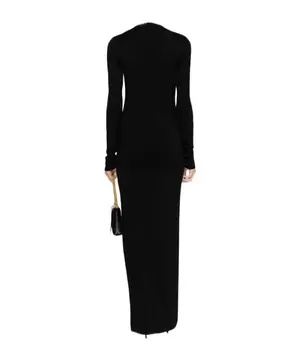 Saint Laurent Long-sleeved V-neck Maxi Dress