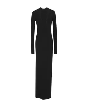 Saint Laurent Saint Laurent Long-Sleeved V-Neck Maxi Dress No