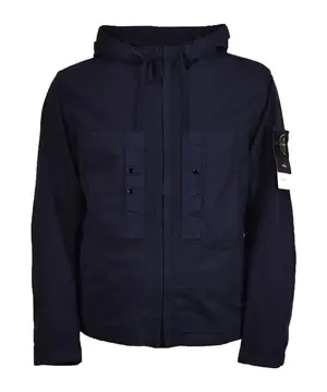 Stone Island Drawstring Hooded Jacket - Blue