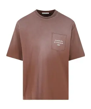 Acne Studios Acne Studios Logo Print Crewneck T-Shirt Brown