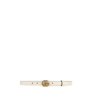 Gucci Double G Buckle Leather Belt - White