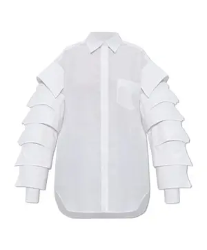 Moschino Flared Curved Hem Shirt With Laminated Sleeves