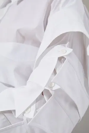 Moschino Flared Curved Hem Shirt With Laminated Sleeves