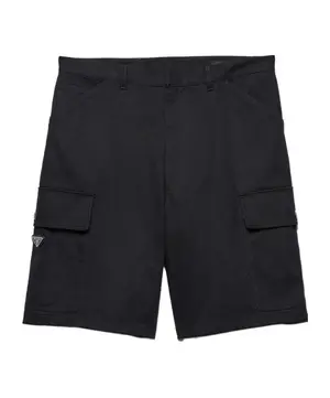 Prada Logo Plaque Bermuda Shorts - Black