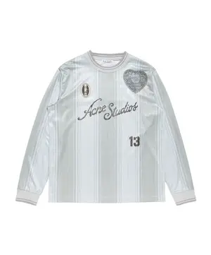 Acne Studios Heart Applique Striped T-shirt - Grey