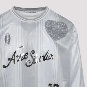 Acne Studios Heart Applique Striped T-shirt - Grey