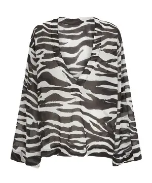 Attico Zebra Print V-neck Blouse - No