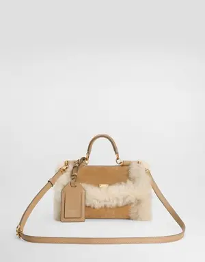 Dolce & Gabbana My Sicily Shearling Tote Bag - Nude