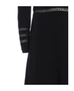 Burberry V-neck Long Sleeve Dress With Pleated Detail