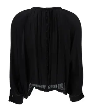 Max Mara Crewneck Long Sleeve Top With Asymmetrical Cut And Buttoned Cuffs