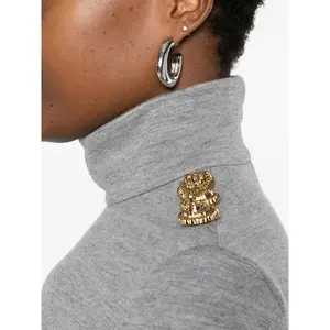 Balmain Turtleneck Long-sleeve Dress With Button Detailing - Gray