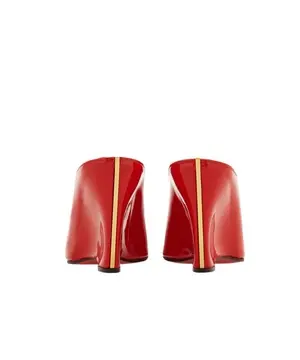 FERRAGAMO Peep-toe Patent Leather Mules - Flame Red