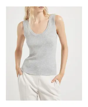 Brunello Cucinelli Scoop Neck Ribbed-knit Vest