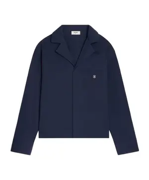 Celine Scout Shirt In Cotton And Linen Cloth - Navy Blue