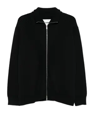 JIL SANDER Long-sleeved Zip-up Cardigan - Black