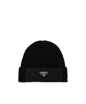 Prada Wool And Re-nylon Beanie - Black