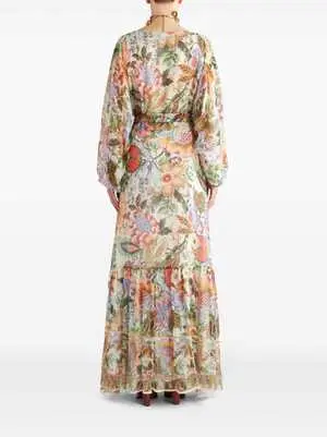 Etro Floral Print Long Sleeve Maxi Dress