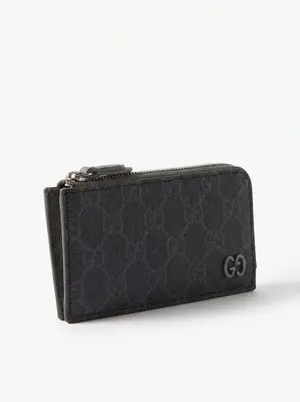Gucci Monogrammed Zip-around Wallet - Black