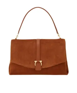 FERRAGAMO Salvatore Ferragamo Gancini Buckle Shoulder Bag Natural