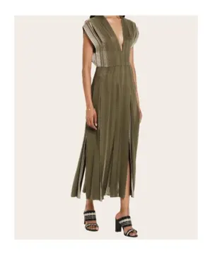 ZEUSDIONE Selene Sleeveless V-neck Pleated Dress