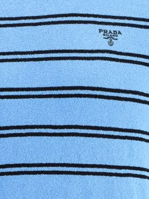 Prada Striped Crewneck Short-sleeve Sweater