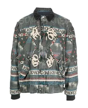 Sacai Slogan-print Quilted Bomber Jacket
