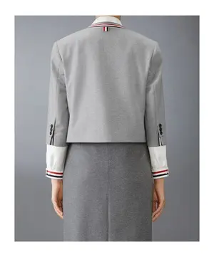 Thom Browne Cropped Flannel Jacket With Bow Detail