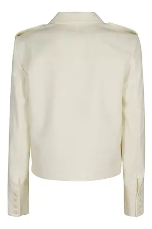 Theory Buttoned Cropped Jacket With Epaulettes And Buckle Cuffs - White