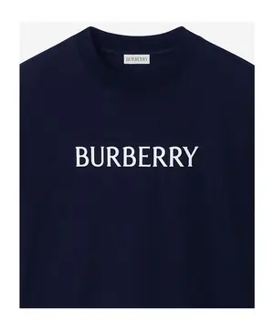Burberry Logo Printed Crewneck T-shirt - Navy