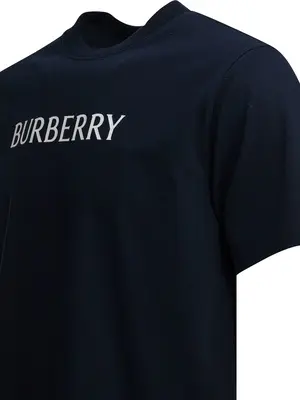 Burberry Logo Printed Crewneck T-shirt - Navy