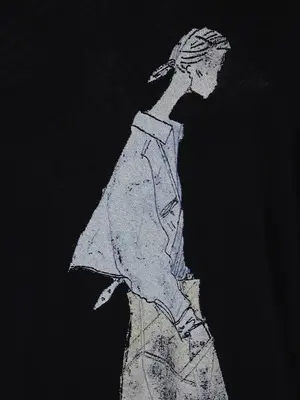 Yohji Yamamoto Graphic Long Sleeve Dress