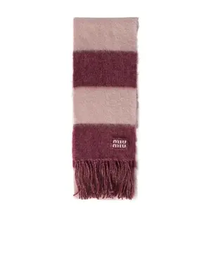 Miu Miu Colour-block Fringed Scarf - Red