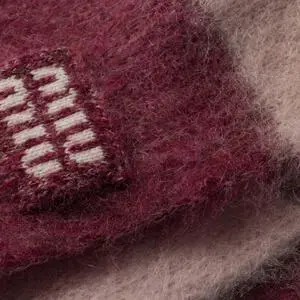 Miu Miu Colour-block Fringed Scarf - Red