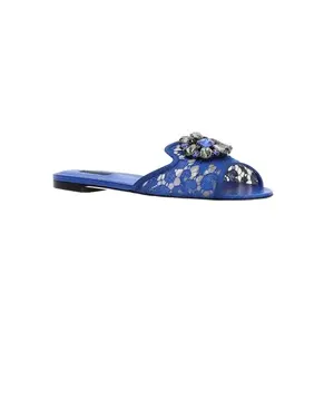 Dolce & Gabbana Bianca Lace Detailed Sandals - Blue